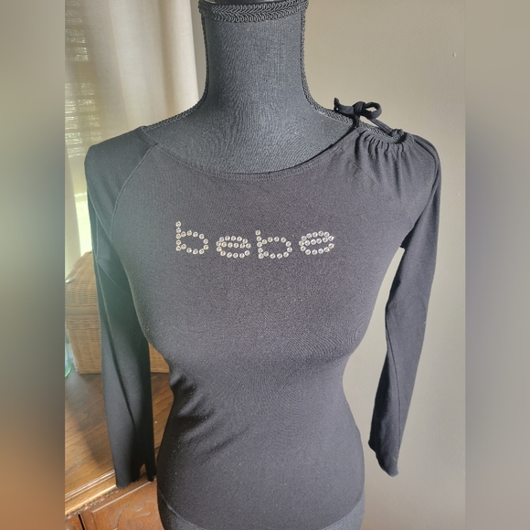 bebe | Tops | Vintage Bebe Rhinestone Black Stretchy Top | Poshmark